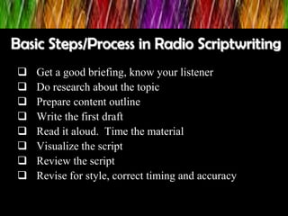 Radio Script writing and Broadcasting | PPTX
