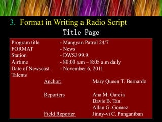 Radio Script writing and Broadcasting | PPTX