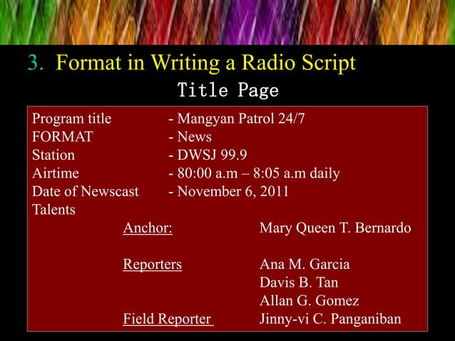 Radio Script writing and Broadcasting | PPTX | Public Radio | Talk Radio