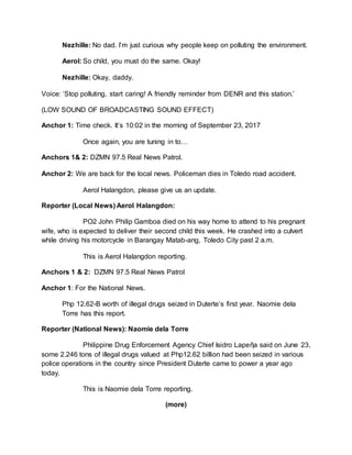 Radio broadcasting script (real news patrol) | DOCX | Public Radio ...