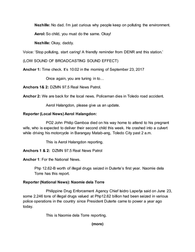Radio broadcasting script (real news patrol) | DOCX | Public Radio ...