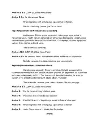 Radio broadcasting script (real news patrol) | DOCX | Public Radio ...