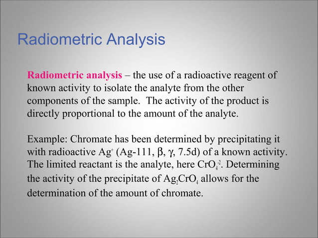 Radiochemical method | PPT | Chemistry | Science