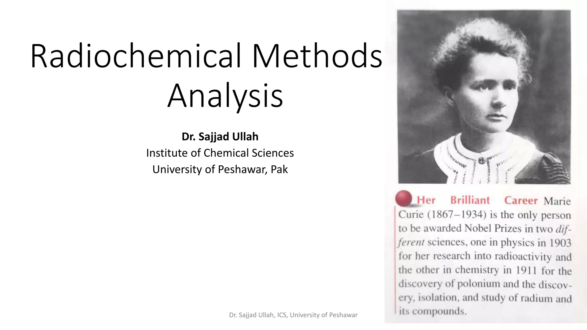 Radiochemical methods of analysis | PDF