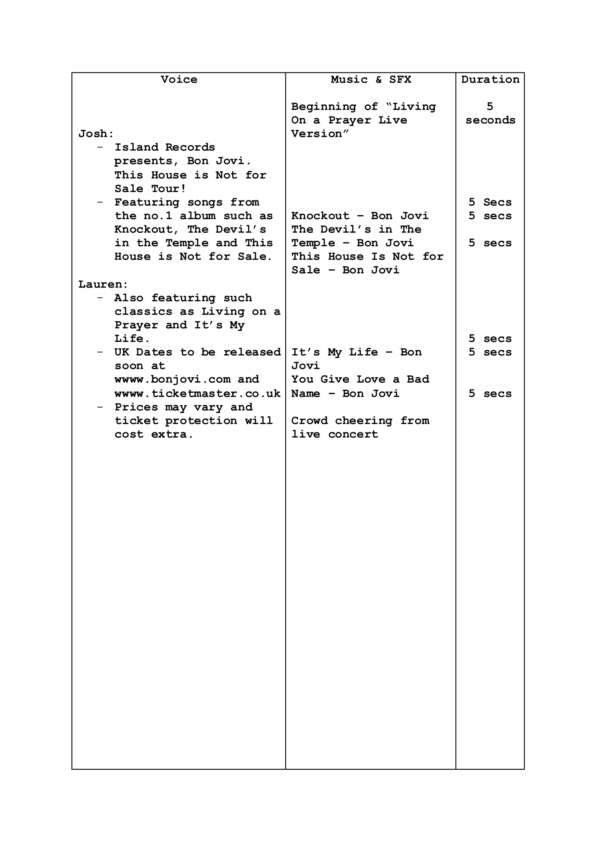 Radio commercial script format 2 | DOCX