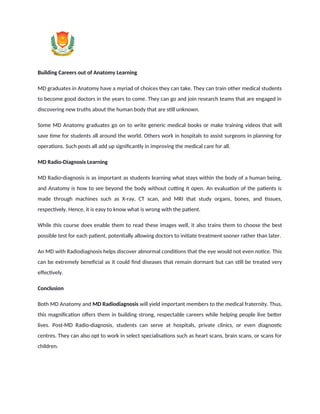 Radiodiagnosis and Anatomy Courses for Students and Their Role in ...