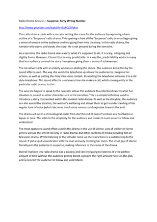 Radio Drama Essay Example