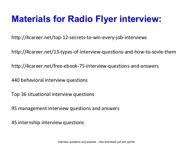 Radio flyer interview questions and answers