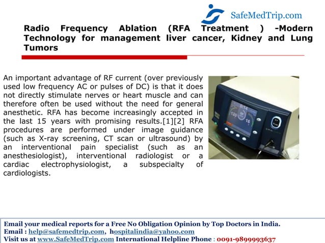 Radio Frequency Ablation (RFA Treatment ) -Modern Technology for management liver cancer, Kidney ...