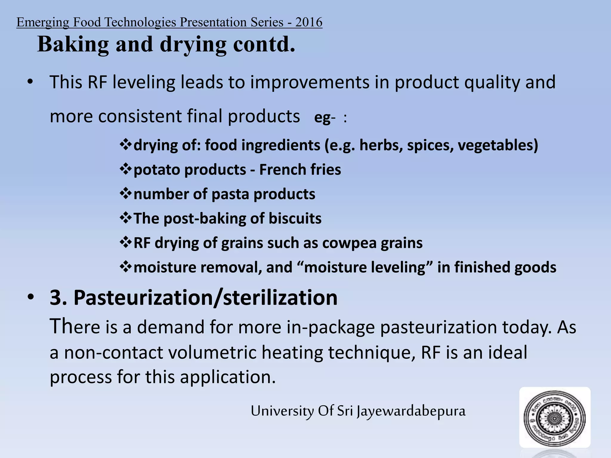 Radio frequency food processing technology | PPTX