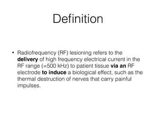 Radiofrequency in chronic pain management | PDF