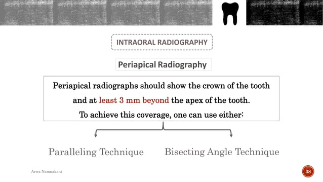 Radiograph Techniques in Pediatric Dentistry | PPTX