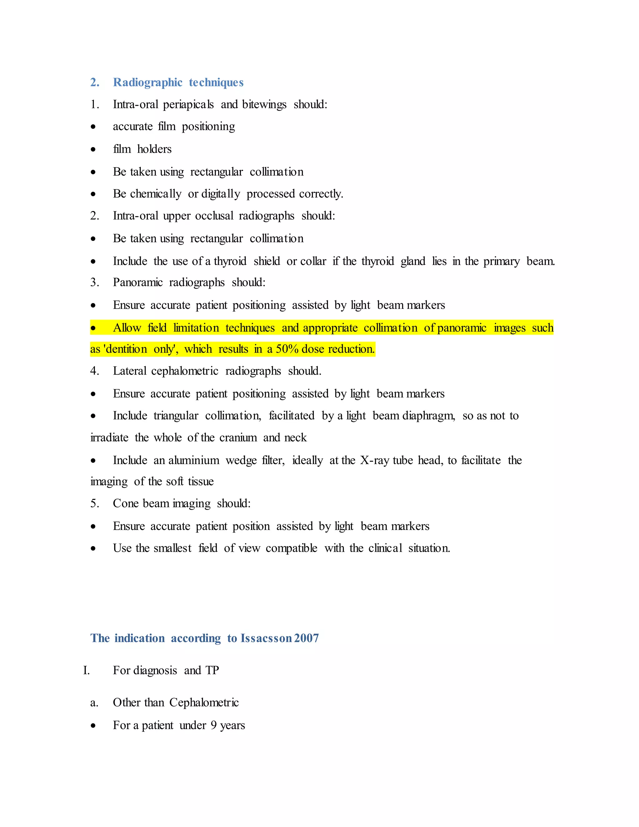 Radiograph guidelines for orthodontists by Almuzian | DOCX