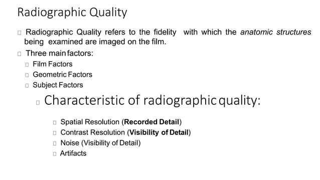 Radiographic Image contrast & image resolution | PPTX | Cameras and ...