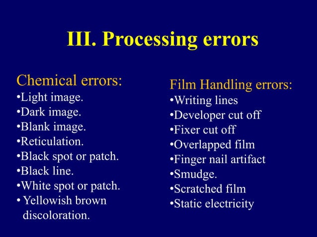 Radiographic errors and artifacts | PPTX | Photo Editing Software ...