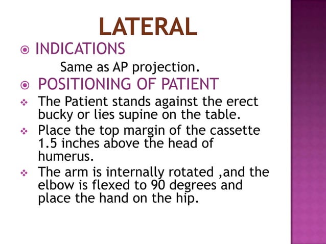 Radiographic positioning of humerus and shoulder | PPTX | Death, Injury ...