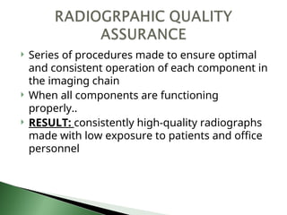 RADIOGRAPHIC QUALITY ASSURANCE in dental radiography | PPT | Dental ...