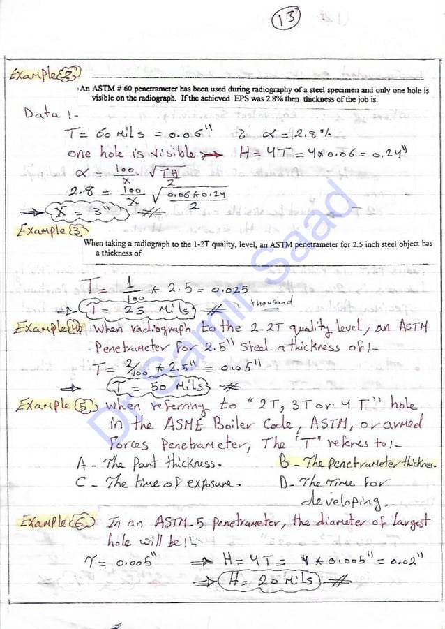 ASNT Radiographic Testing Level III Notes - Dr. Samir Saad (Handwriting ...
