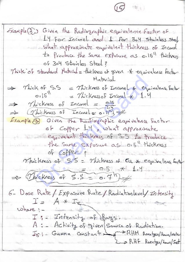 ASNT Radiographic Testing Level III Notes - Dr. Samir Saad (Handwriting ...