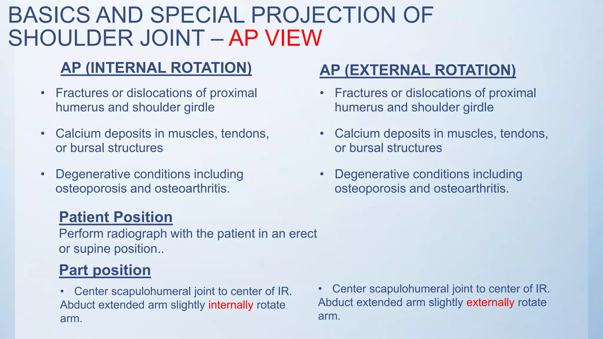 X ray views of shoulder joint and related structures | PPTX