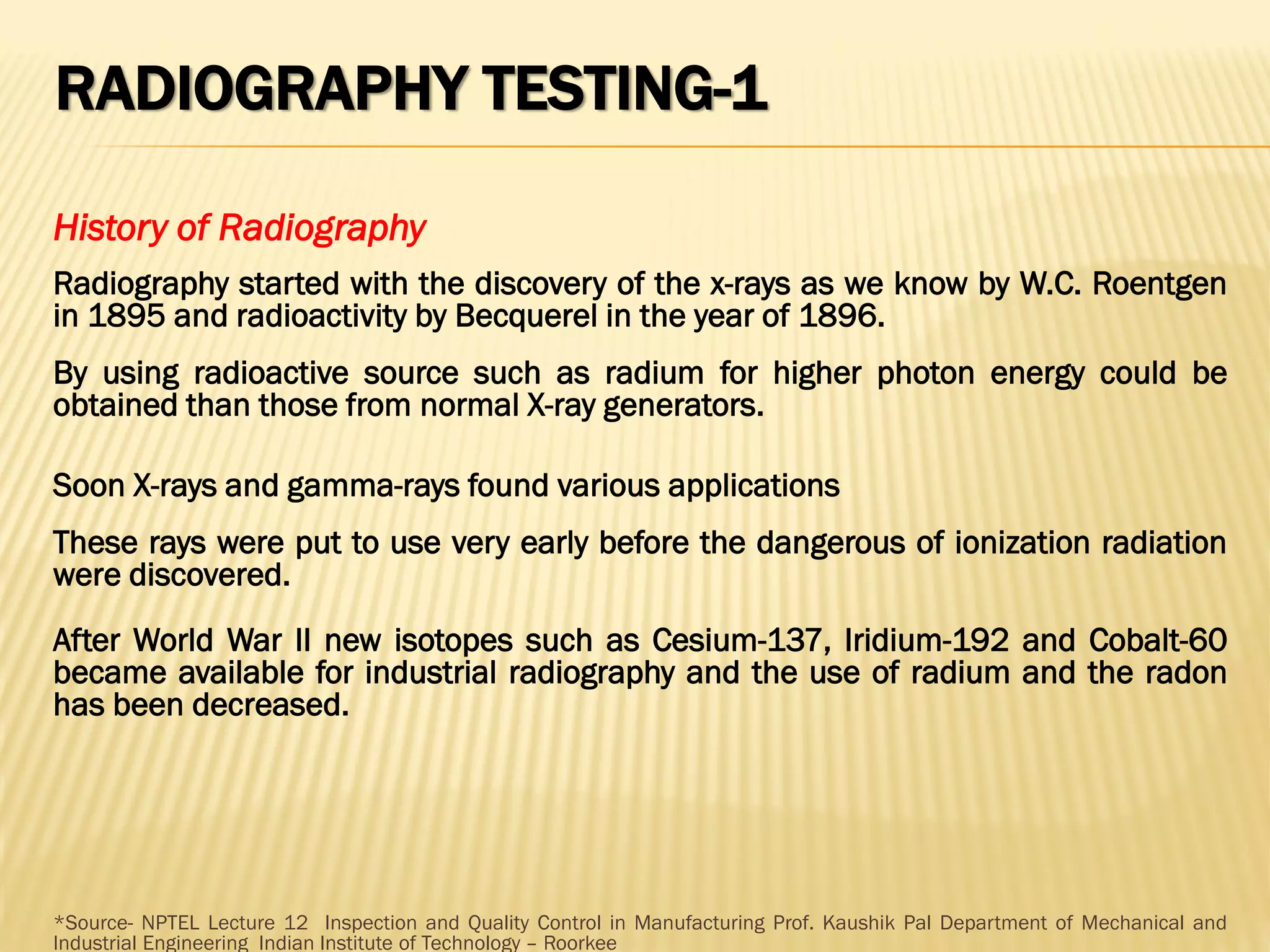 Radiography testing part 1by rohit sahu | PDF