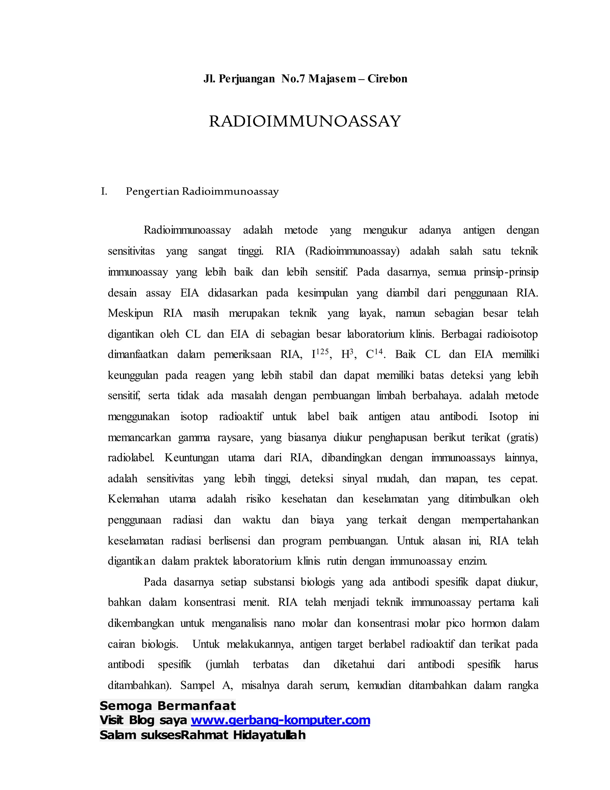 Radioimmunoassay | DOCX
