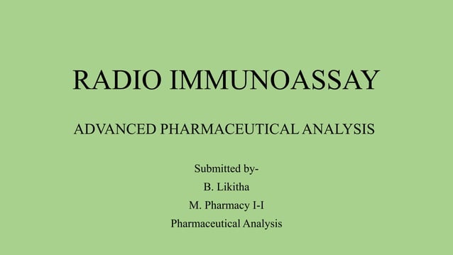Radio immunoassay (RIA) | PPTX | Chemistry | Science