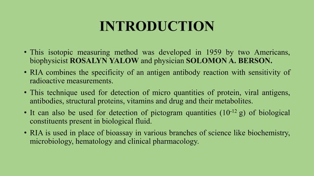 Radio immunoassay (RIA) | PPTX | Chemistry | Science