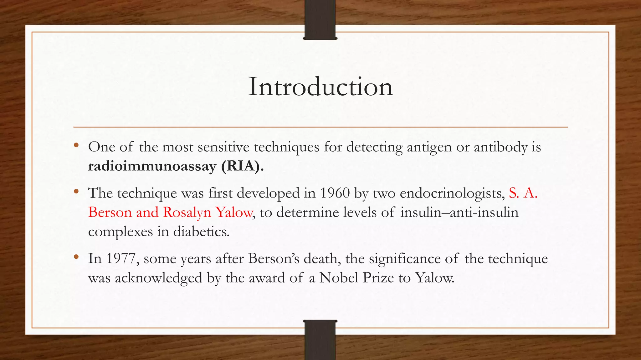Radioimmunoassay (RIA) | PPTX
