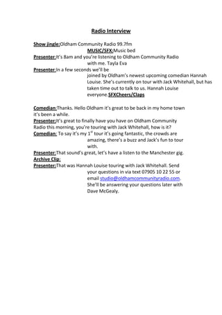 Radio interview script | DOCX