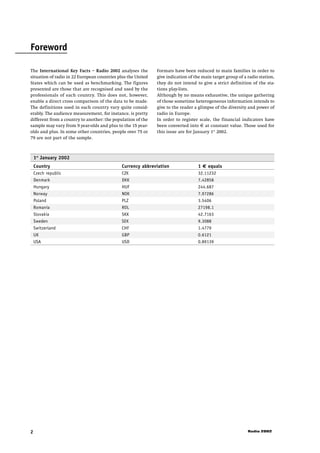 Radio Key Facts 2002 | PDF | Europe Travel | Travel Locations