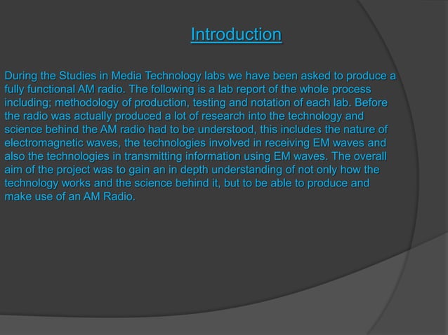 Radio Lab Report Ppt
