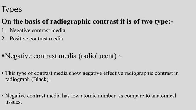 Radiological contrast media | PPTX | Chemistry | Science
