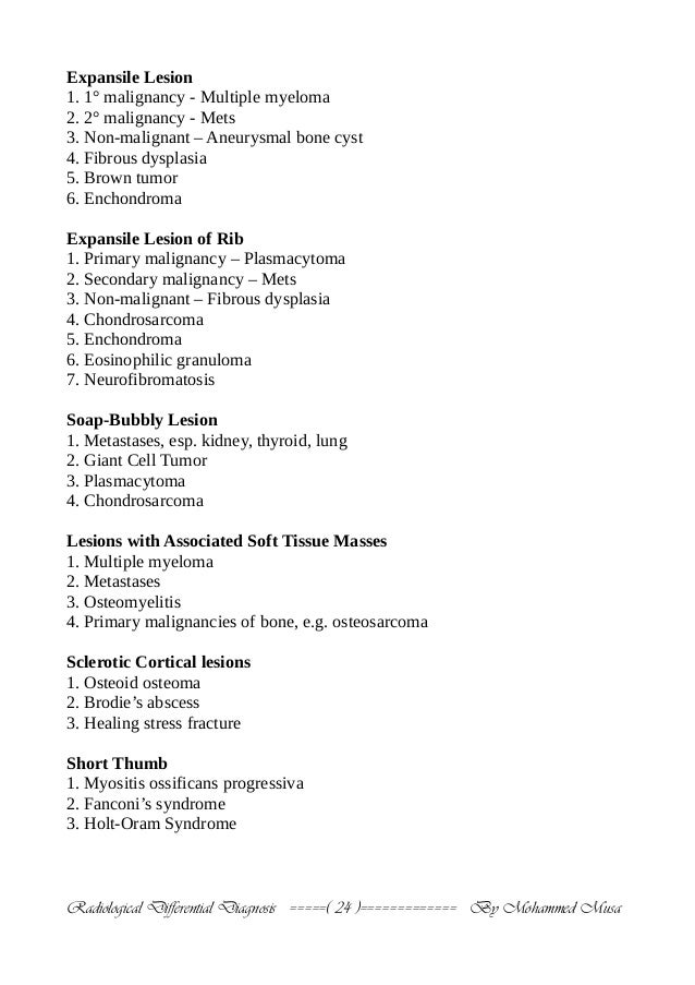 Radiological differential diagnosis by mohammed musa 1st ed