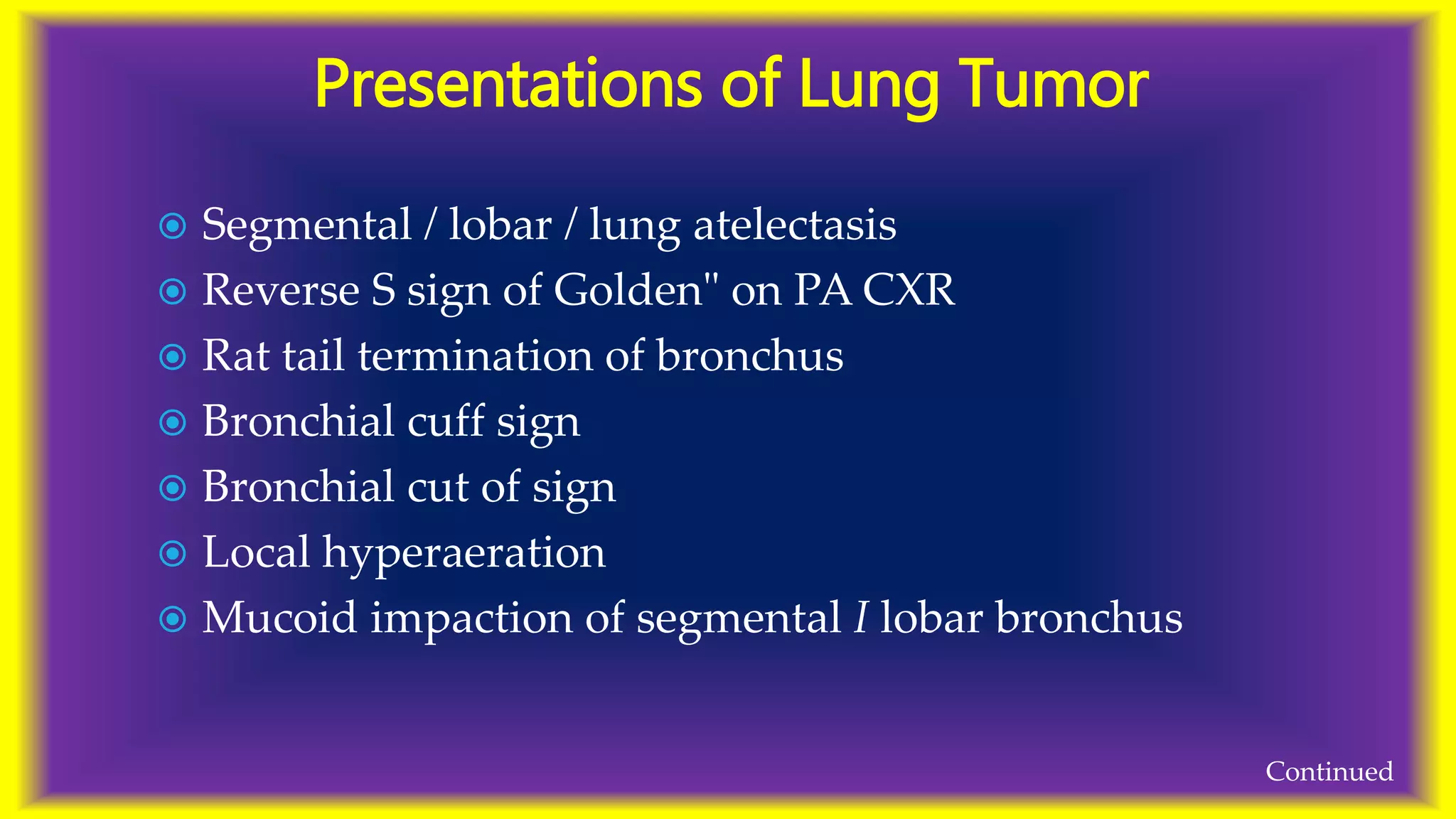 Radiological features of Lung cancer Dr. Muhammad Bin Zulfiqar | PPTX