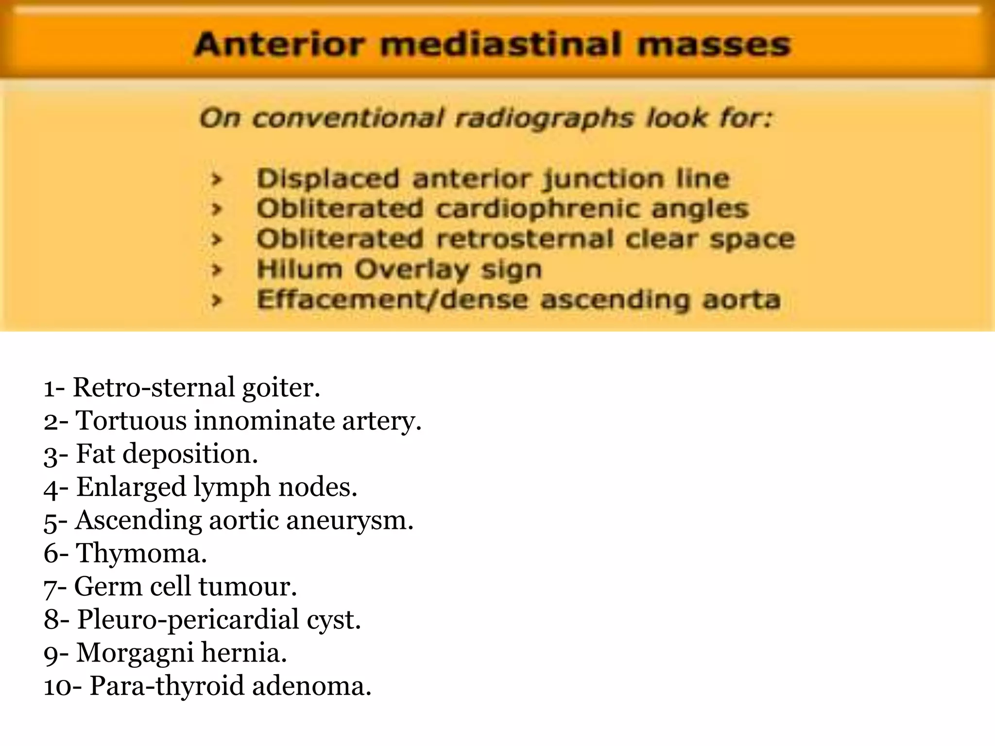 Radiological imaging of mediastinal masses | PPTX