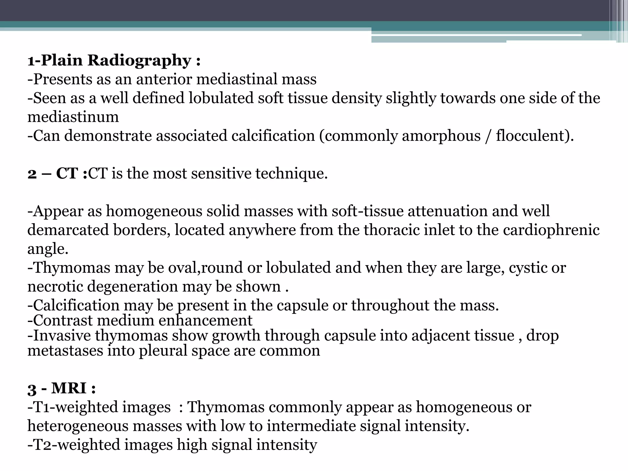 Radiological imaging of mediastinal masses | PPTX