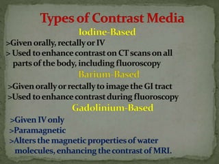 Radiological procedure CONTRAST MEDIA | PPTX