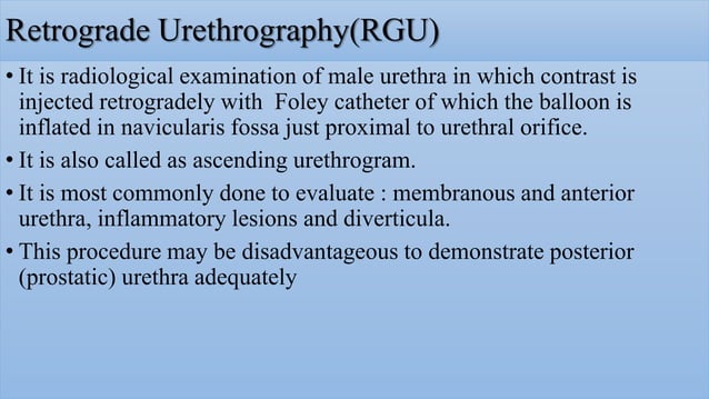 Radiological procedure of retrograde urethrography(rgu) and micturating ...