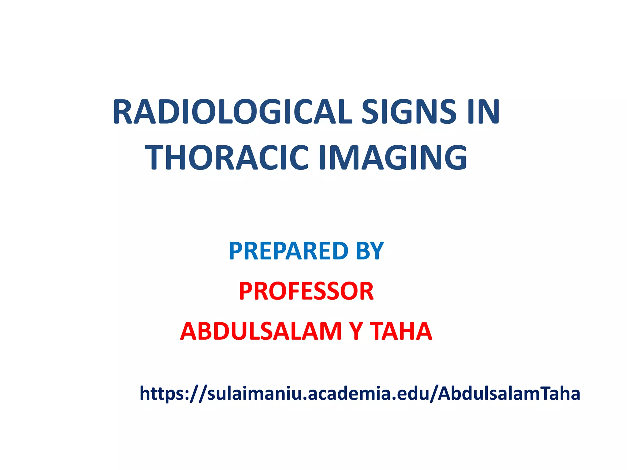 Radiological signs in thoracic imaging ( AJR article) | PPTX