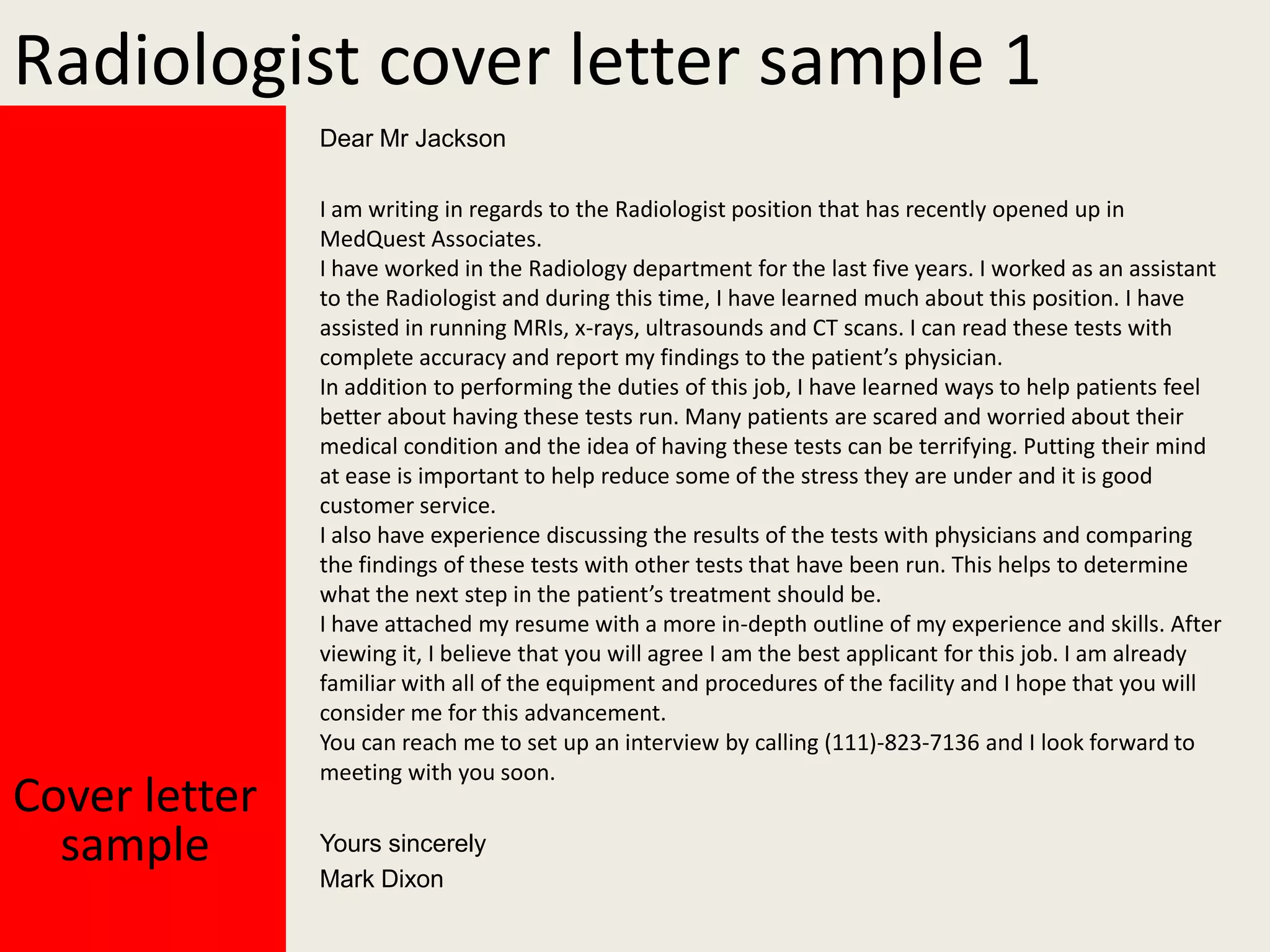 Radiologist cover letter | PPT