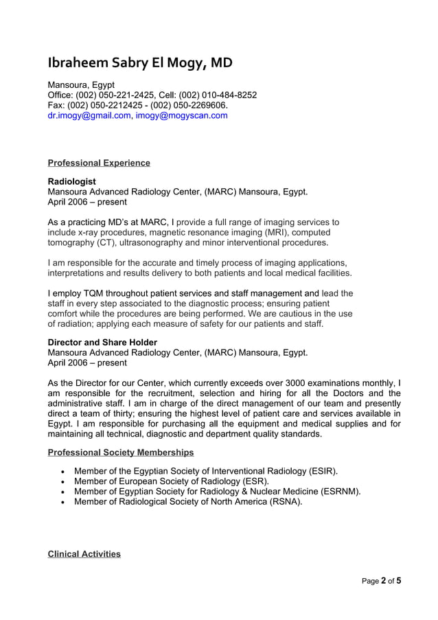 Radiologist Resume Updated | DOC