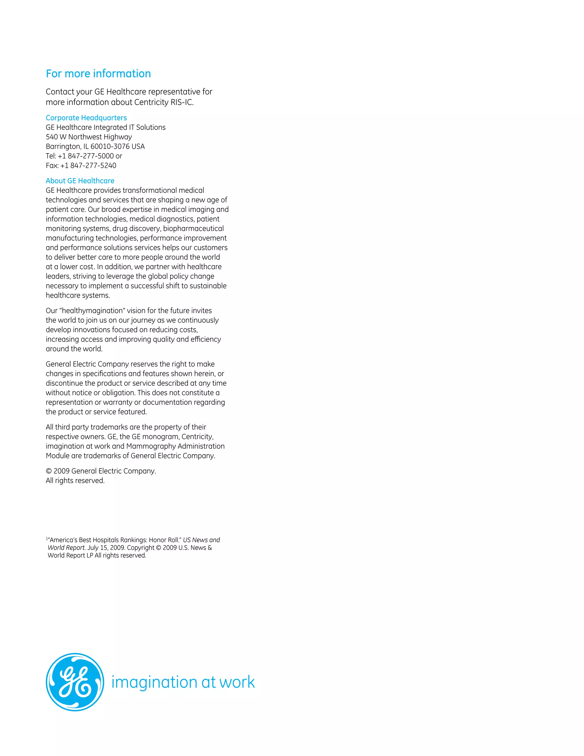 Radiology centricity-ris-ic-brochure | PDF