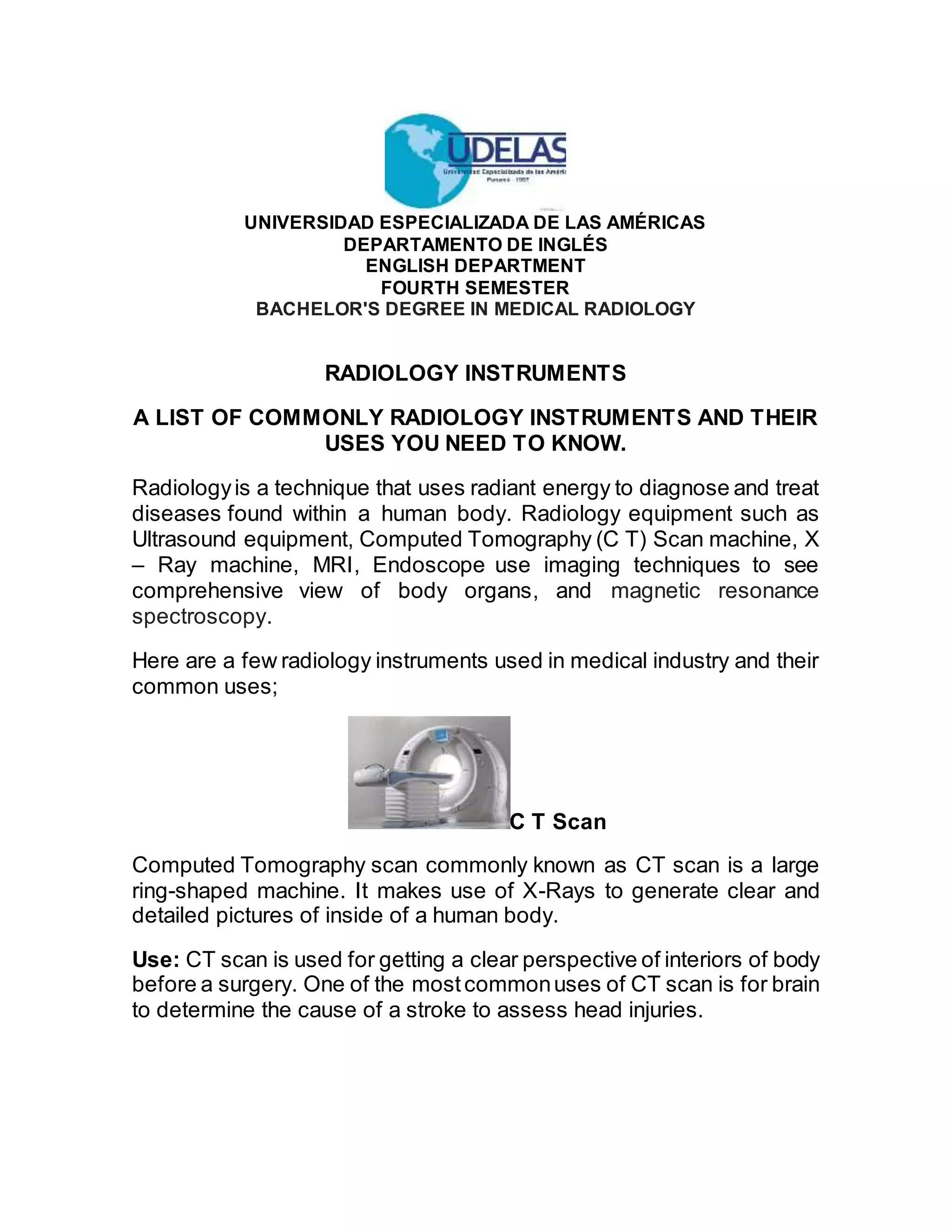 Radiology instruments | DOCX