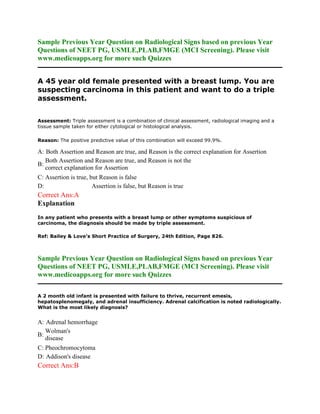 Radiology most important signs sample questions based on neet pg ...