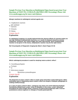 Radiology most important signs sample questions based on neet pg ...