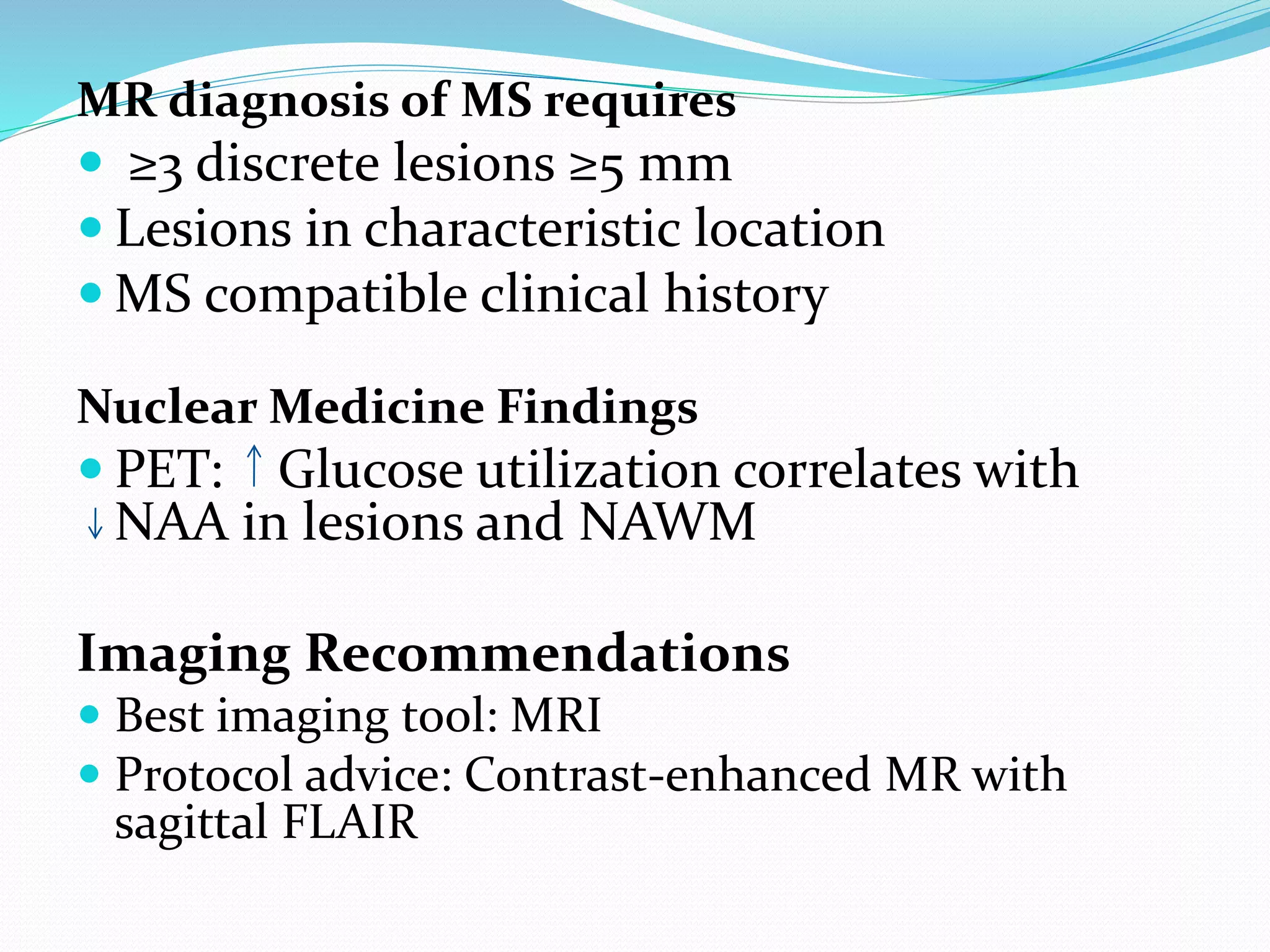Radiology of demyelinating diseases | PPTX