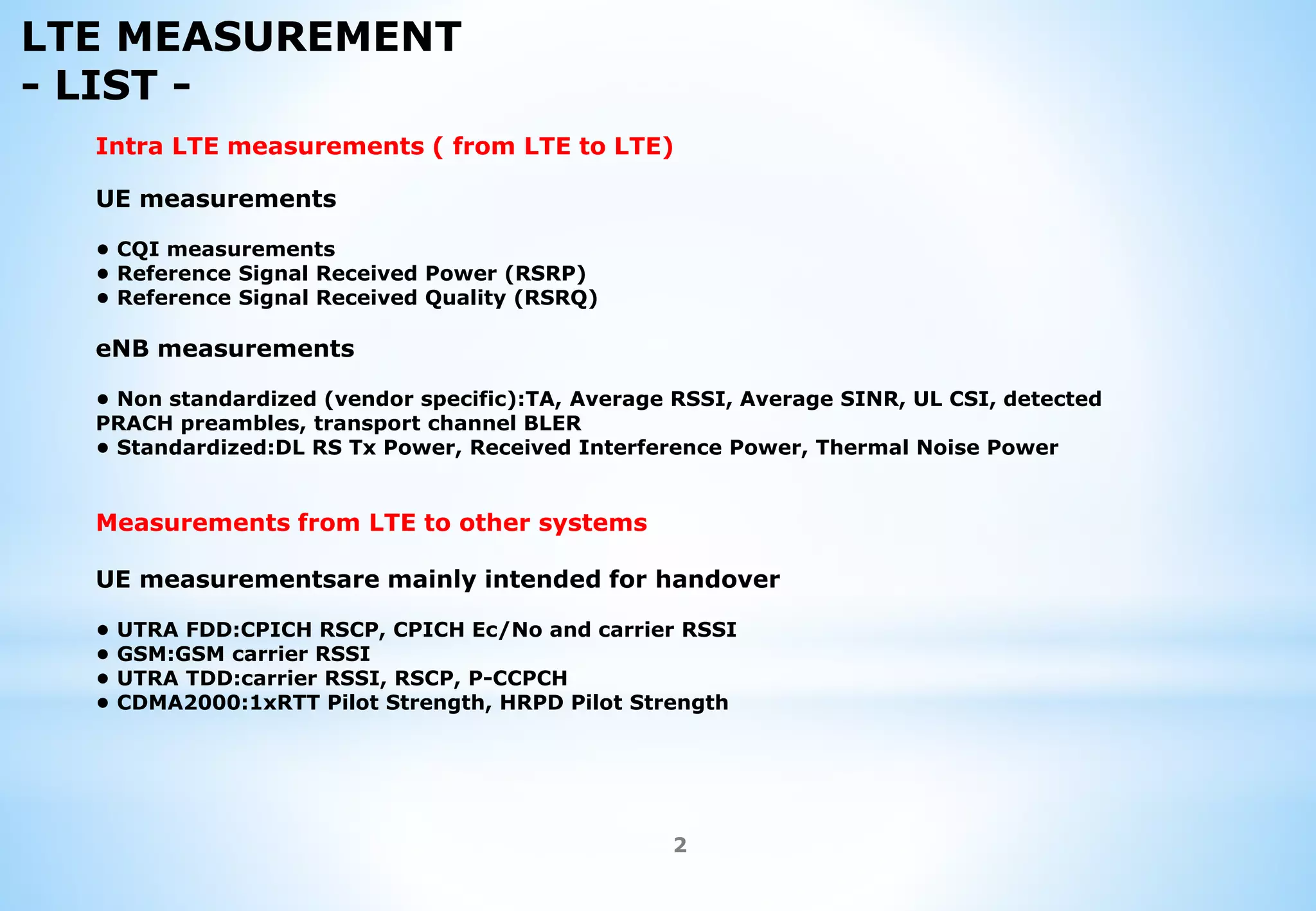 Radiomeasurements for lte | PPTX