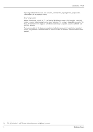 Radiometric measuring technology-Gammapilot FTG20 | PDF