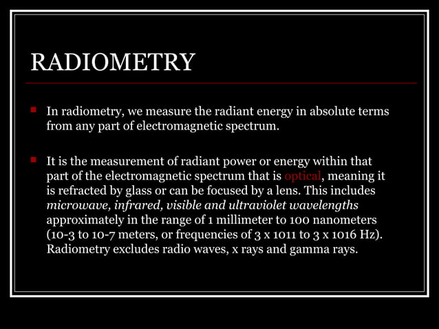 Radiometry and Photometry by Sumayya Naseem | PPS